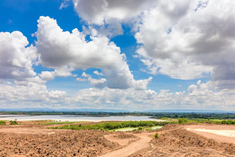 Soil Prepare for Building Under Blue Sky and Cloud Stock Image - Image ...