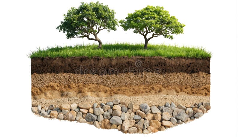 Soil Profile with Three Distinct Layers, Light Brown, Mix, and Darker ...