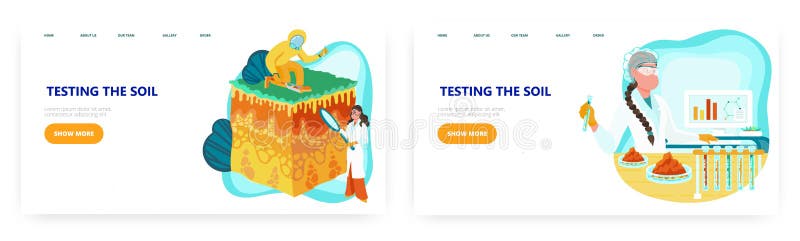 Soil Testing Landing Page Design, Website Banner Vector Template Set ...