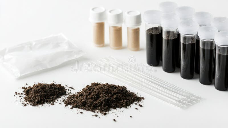 Soil Sample Analysis with Various Reagents and Tubes Stock Illustration ...