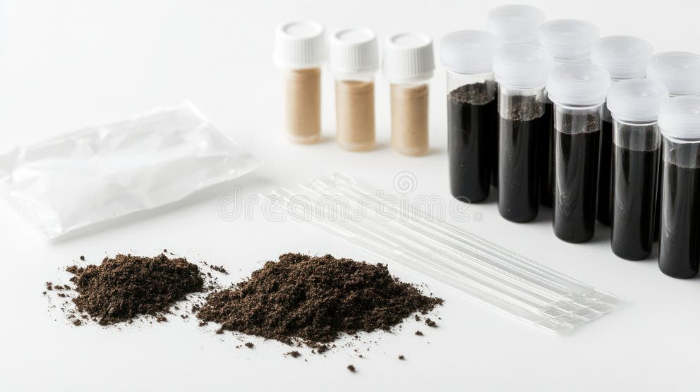 Soil Sample Analysis with Various Reagents and Tubes Stock Illustration ...