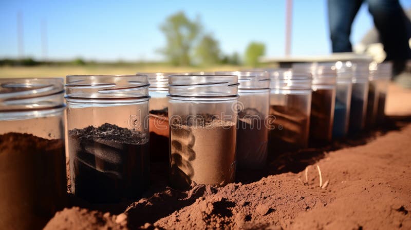 Soil Samples in the Field in Glass Containers. Generated by AI Stock ...