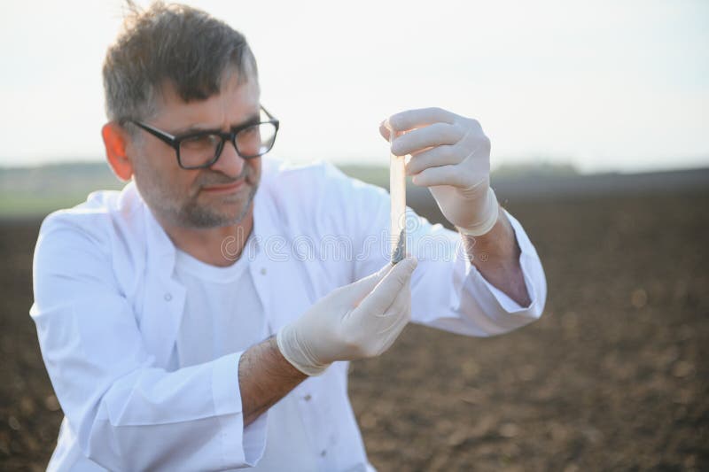 Soil Sampling. Agronomist Taking Sample with Soil Probe Sampler Stock ...