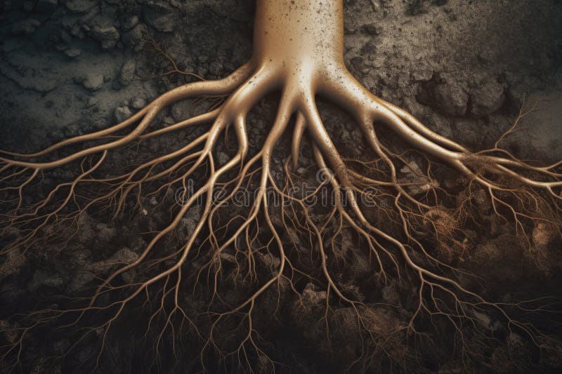 Soil Section with Plant Roots Underground, Close Up. Generative AI ...