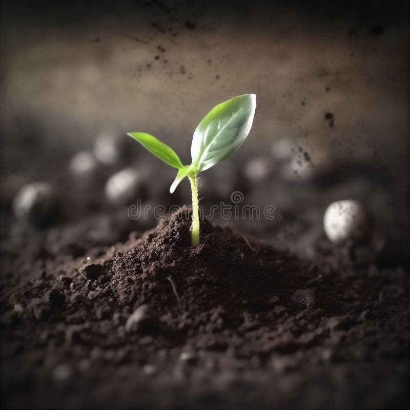 Soil with Seeding Sprout through. Grow Concept. AI Generated Stock ...