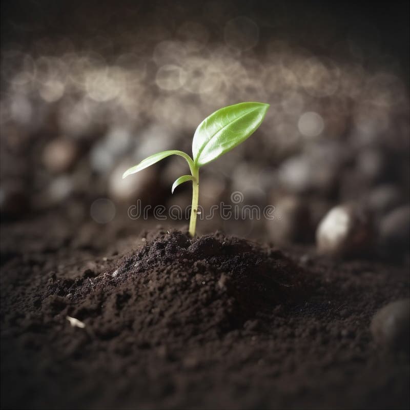 Soil with Seeding Sprout through. Grow Concept. AI Generated Stock ...