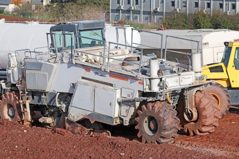 Soil Stabiliser Machine on a Road Construction Site Stock Image - Image ...