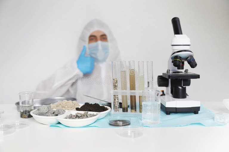 Soil Testing in the Laboratory. Selective Focus Stock Image - Image of ...