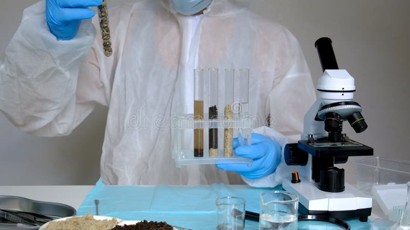Soil Testing in the Laboratory. Selective Focus Stock Video - Video of ...