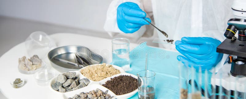 Soil Testing in the Laboratory. Selective Focus Stock Image - Image of ...