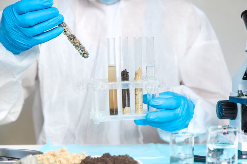 Soil Testing in the Laboratory. Selective Focus Stock Image - Image of ...
