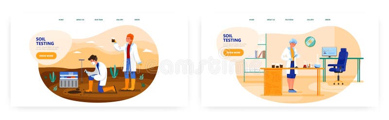 Soil Testing Landing Page Design, Website Banner Vector Template Set ...