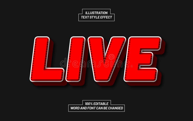 Live Red Text Style Effect stock vector. Illustration of abstract ...