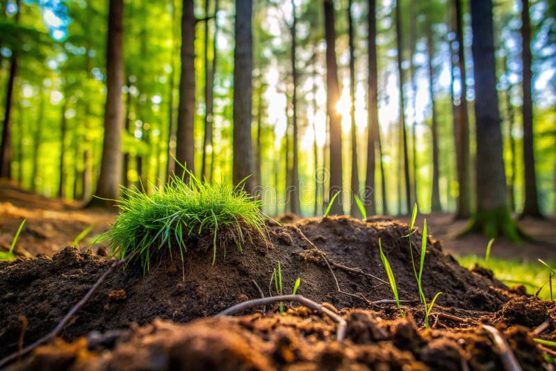 Soil under grass in forest stock illustration. Illustration of ...