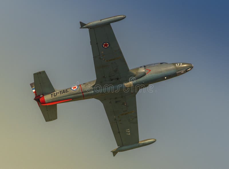 Soko G-2 Galeb jet plane editorial stock photo. Image of cemetery ...