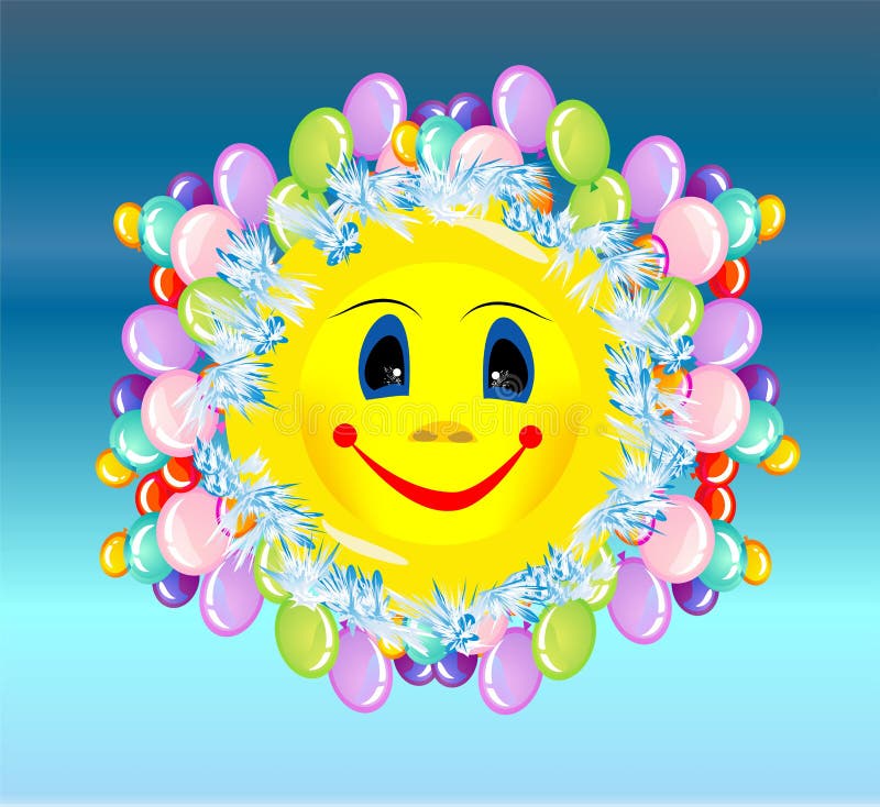 Sol alegre, stock de ilustración. Ilustración de pintura - 32745954