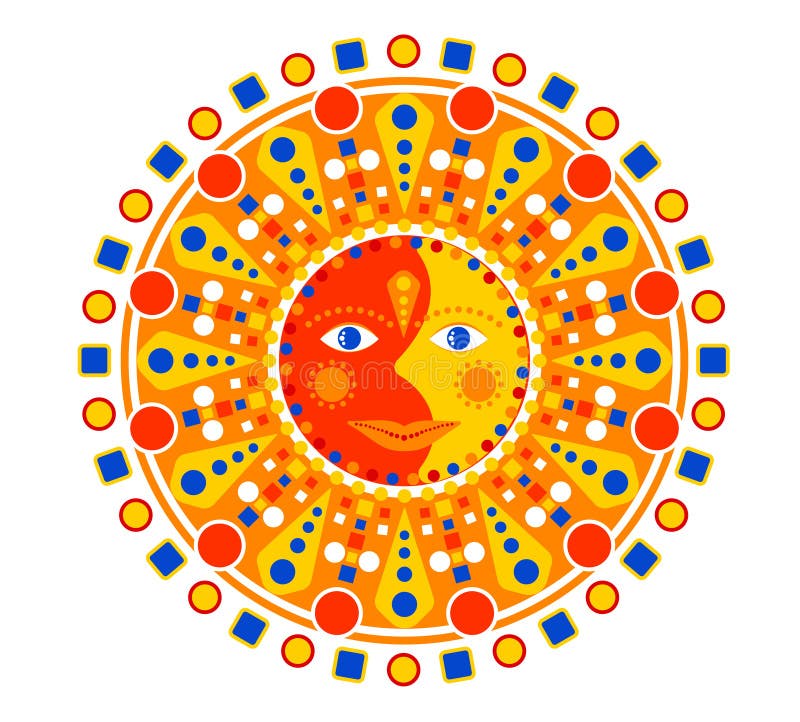 Sol azteca del estilo stock de ilustración. Ilustración de blindaje ...