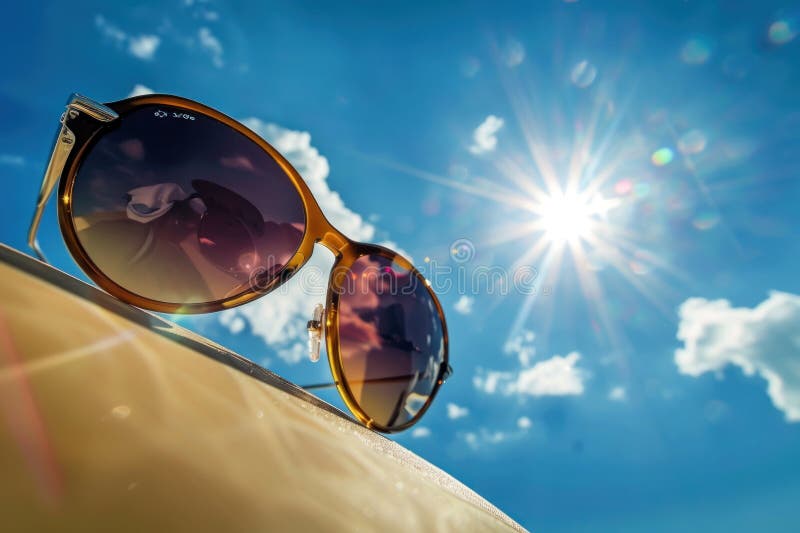 Sol De Verano Caliente Lleva Gafas De Sol Stock de ilustración ...