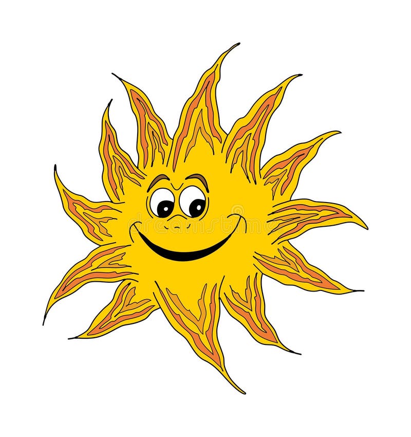 Sol feliz sonriente stock de ilustración. Ilustración de divertido ...