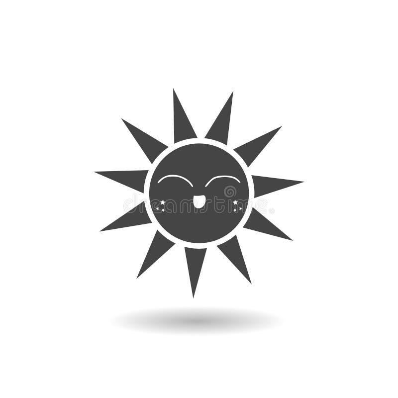 Sol Lindo Con Icono De Sonrisa Con Sombra Ilustración del Vector ...