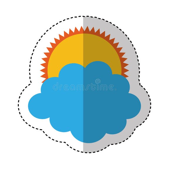 Sol Med Den Moln Isolerade Symbolen Vektor Illustrationer ...