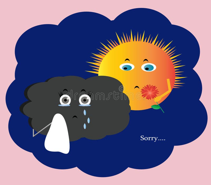 Sol och moln stock illustrationer. Illustration av tecken - 45728499