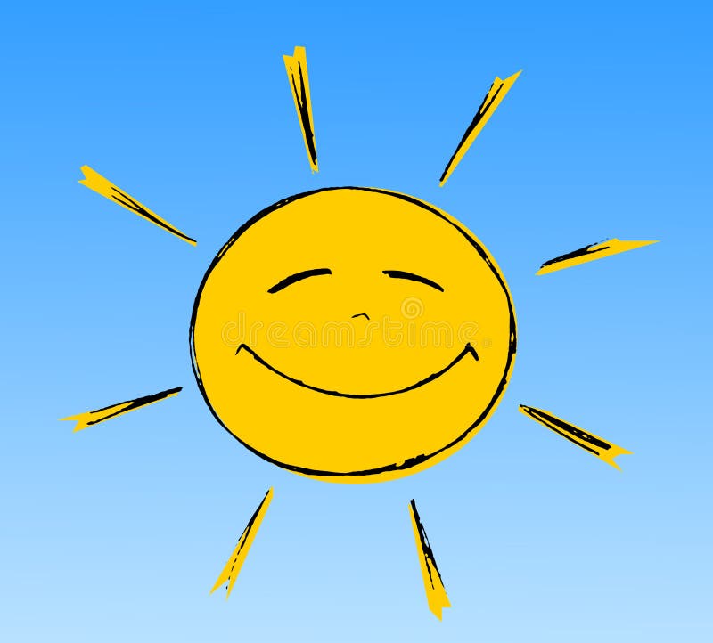 Sol sonriente stock de ilustración. Ilustración de risa - 7071245