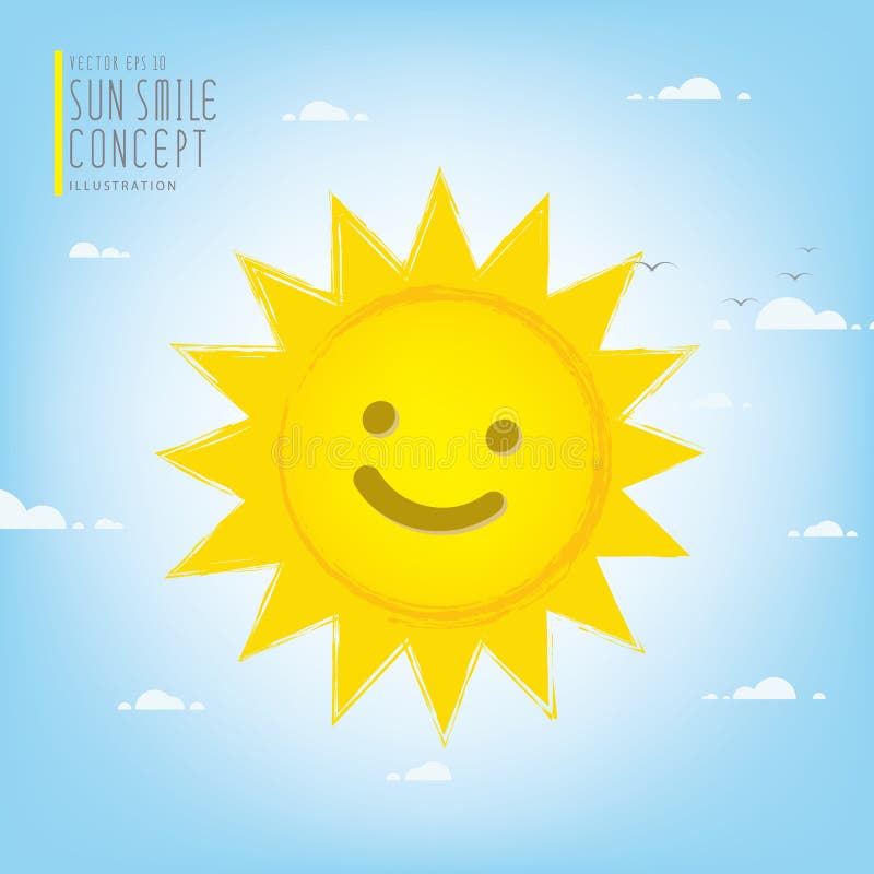 Sol Sonriente Que Ilumina El Cielo Durante El Vector Del Día ...