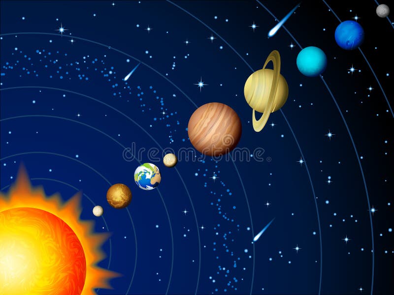 Sol- system vektor illustrationer. Illustration av vetenskap - 21096100