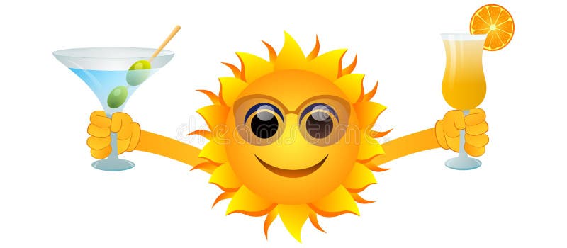 Sol y bebidas del verano ilustración del vector. Ilustración de bebida ...