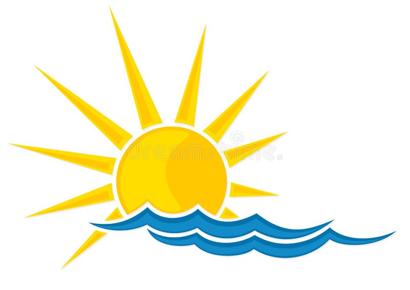 Sol y mar del logotipo ilustración del vector. Ilustración de agua ...