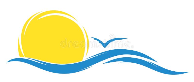 Sol, Mar, Gaviota. Icono Vectorial De Color, Logotipo Para El Tema De ...