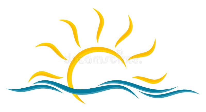 Sol y mar del logotipo ilustración del vector. Ilustración de recurso ...
