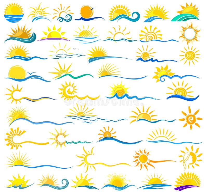Logotipo sol y mar ilustración del vector. Ilustración de agua - 99147887