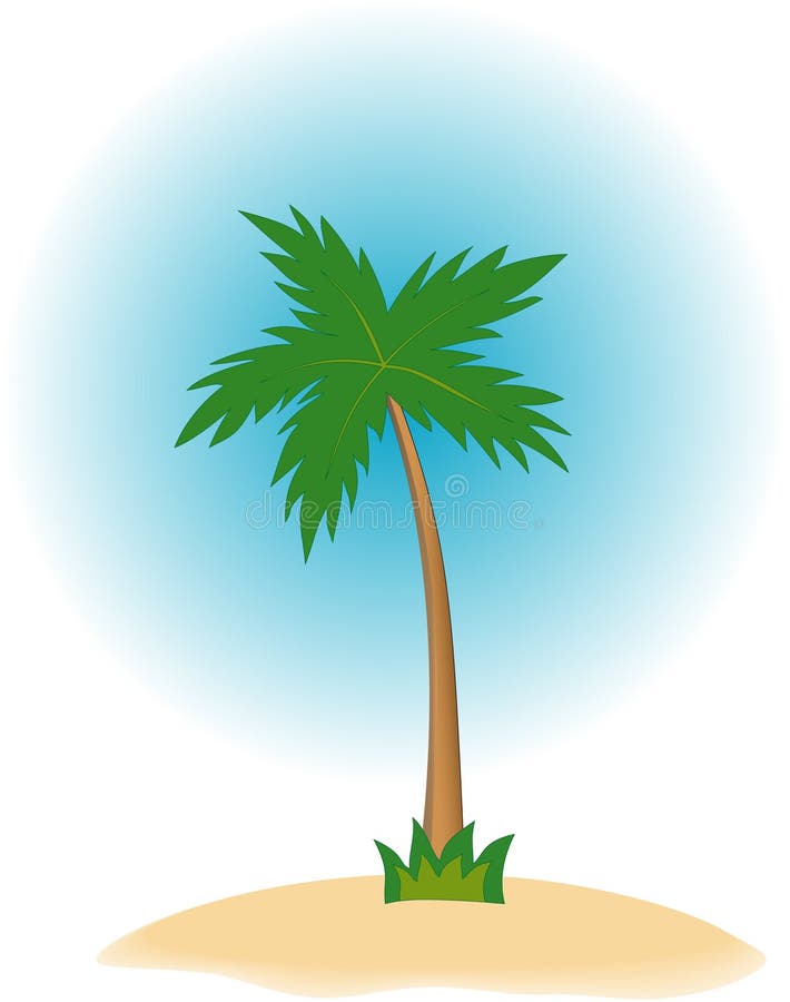 Sola Palma En La Isla Tropical Ilustración del Vector - Ilustración de ...