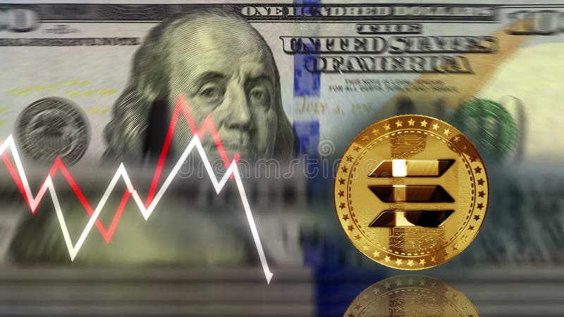 Solana SOL Stablecoin Cryptocurrency Coin Over 100 Euro Banknotes Loop ...