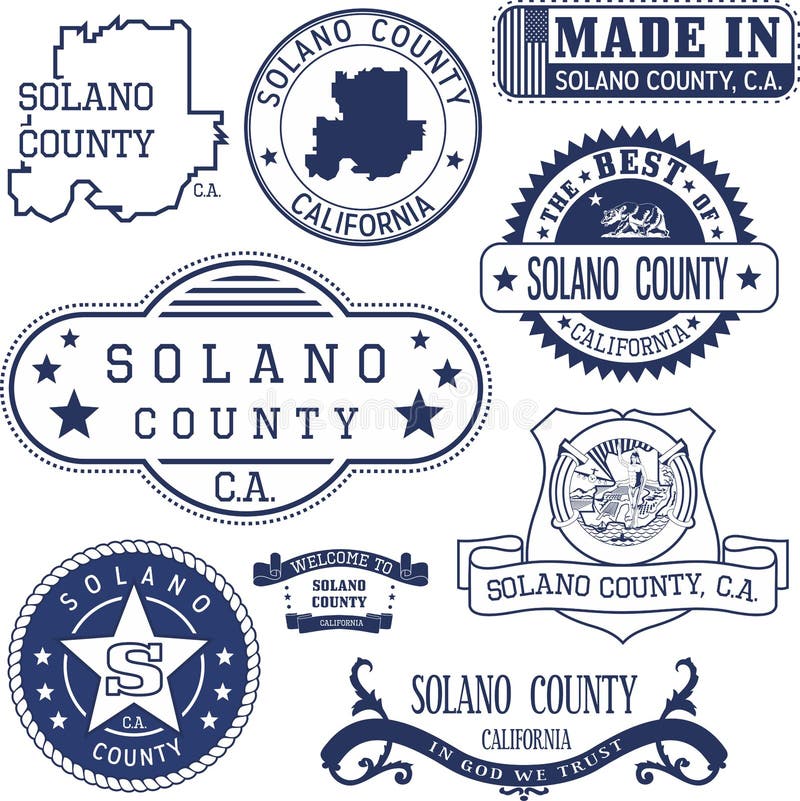 Solano County, CA. Set of Stamps and Signs Stock Vector - Illustration ...