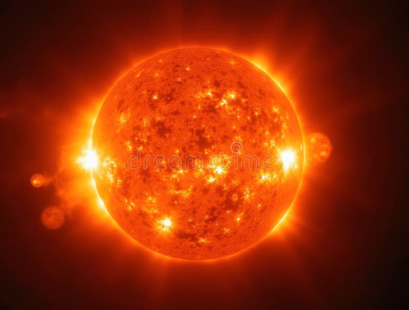 Sun Emitting Intense Solar Flares and Prominences into Space Stock ...