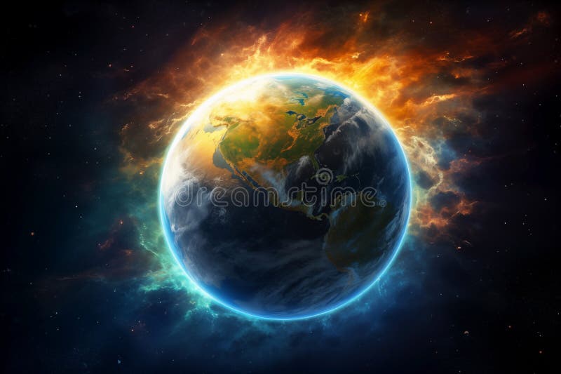 Solar Activity. Solar Flare and the Planet Earth is Under Attack Stock ...