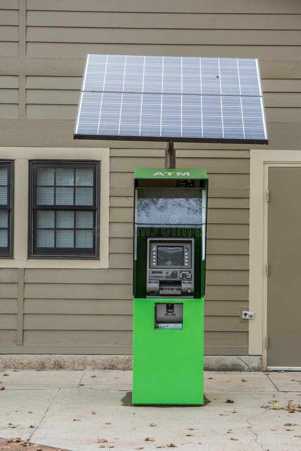 Solar ATM Money machine editorial stock image. Image of outdoor - 76807699