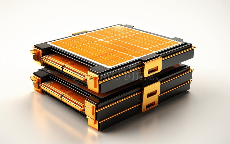 Solar Batteries White Background -Generative Ai Stock Illustration ...