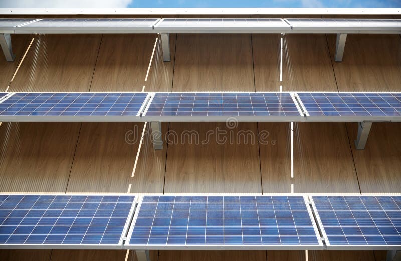 Solar Battery Panels on Building Facade Stock Image - Image of ...