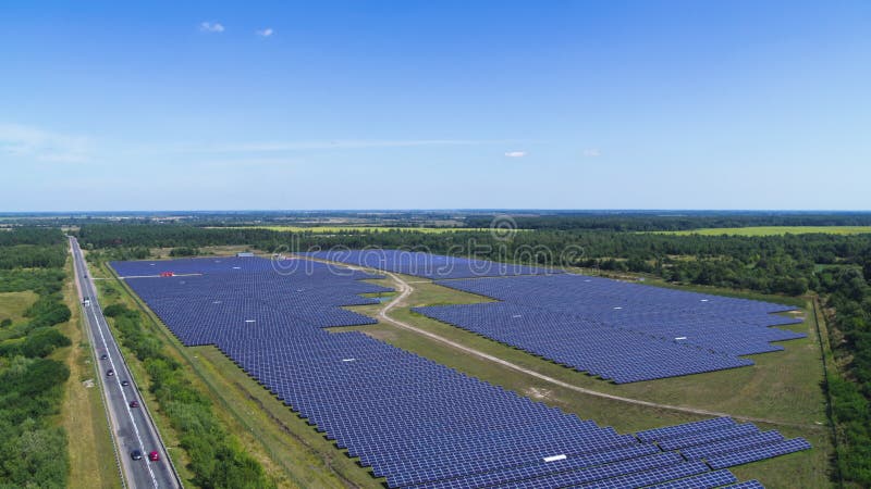 Solar Battery Plant Field in Summer Aerial View 5k Stock Footage ...