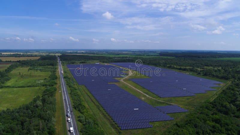 Solar Battery Plant Field in Summer Aerial View 5k Stock Footage ...