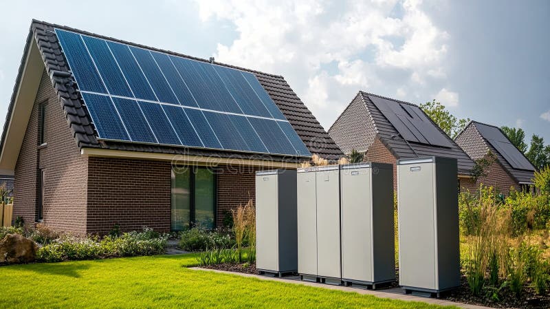 Solar Battery System in Modern House. Stock Photo - Image of station ...