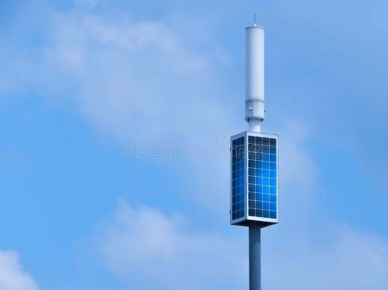 Solar Battery Towers in the Blue Sky Stock Image - Image of electrical ...