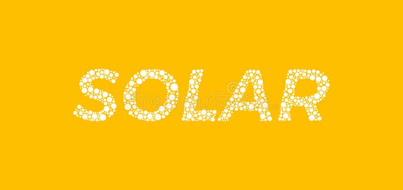 Solar in Bubble Letters on Yellow Background Stock Vector ...