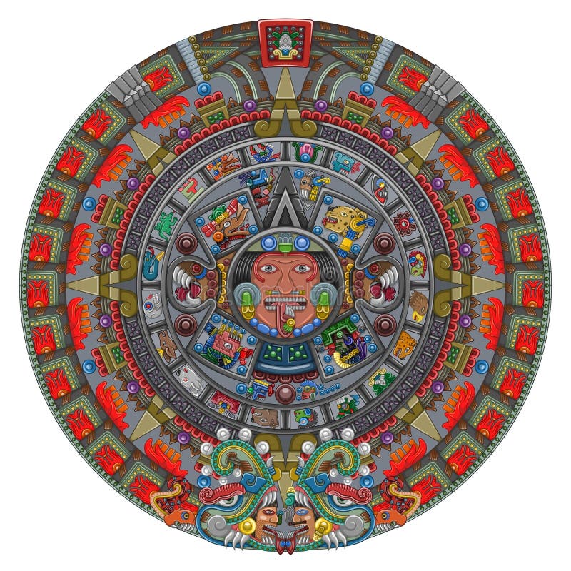 Solar Calendar of the Ancient Aztec Civilization Stock Illustration ...