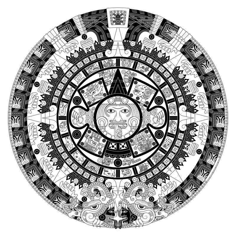 Solar Calendar of the Ancient Aztec Civilization Stock Illustration ...