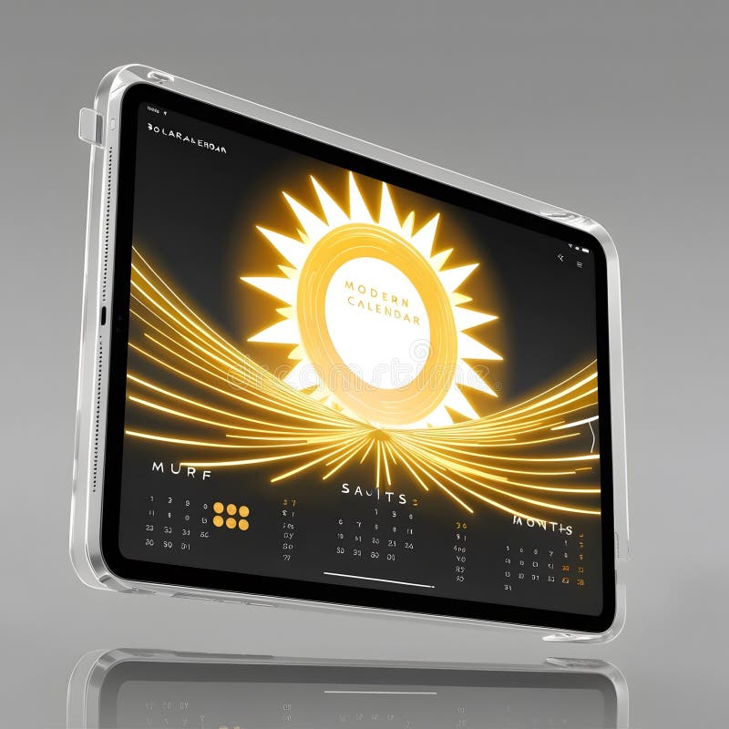 Solar Calendar App Interface: a Futuristic Layout with Golden Rays ...